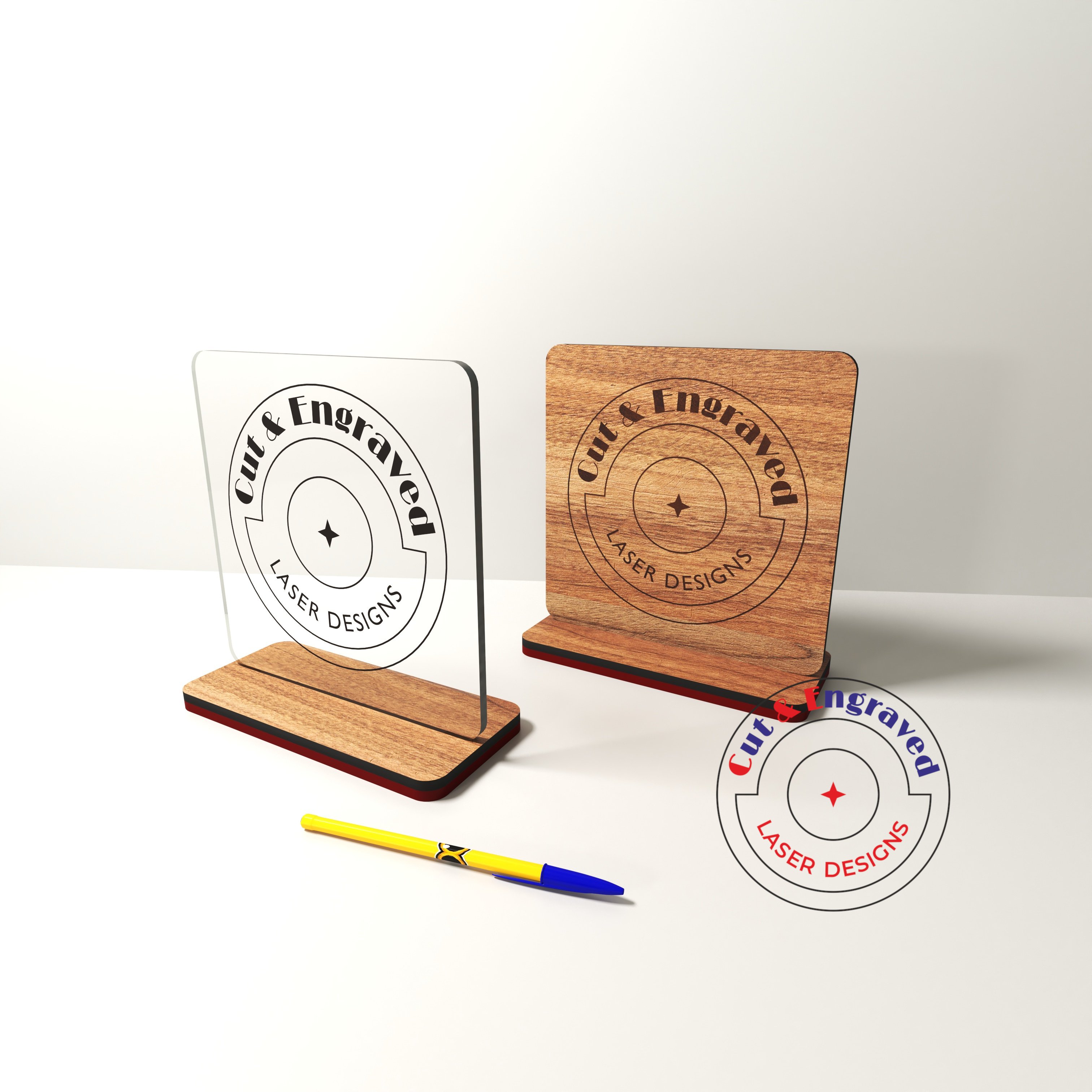 Desk sign plate laser cut vector file. Glowforge ready.