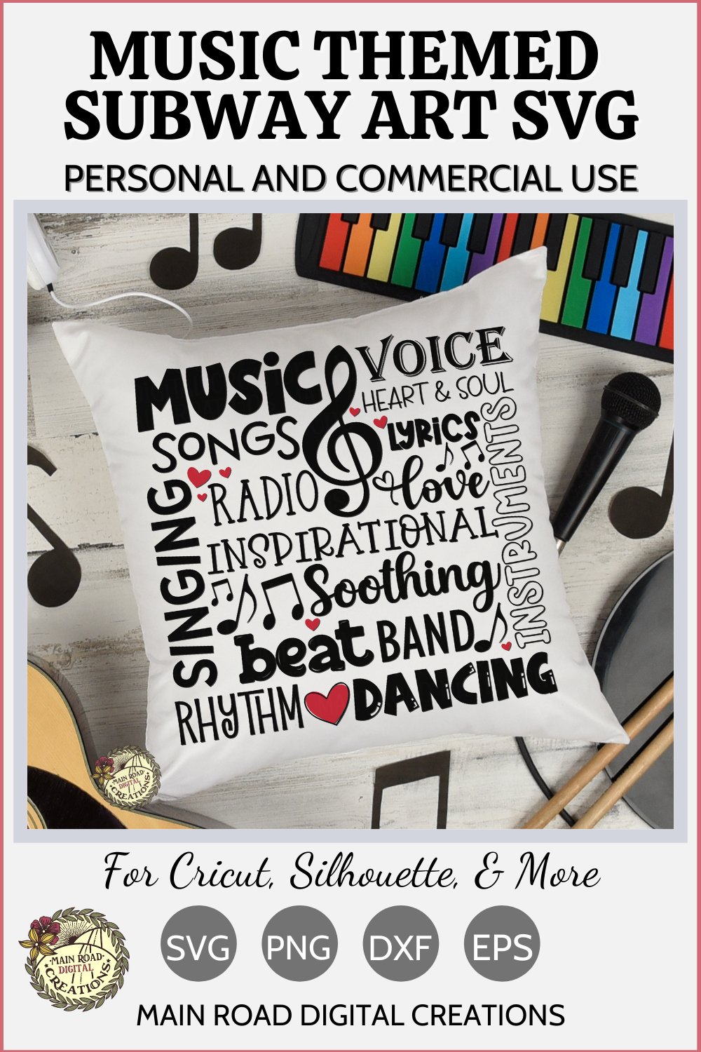 Music Subway Art SVG-Word Art PNG Design for Music Lovers