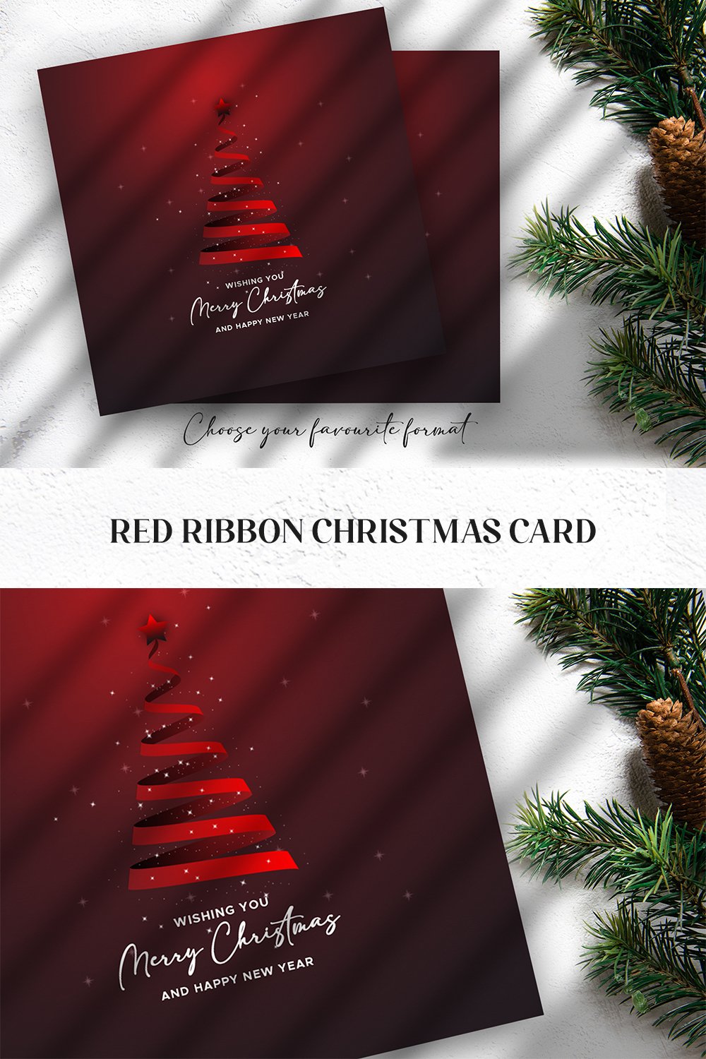 Christmas Tree in Red Ribbon Style