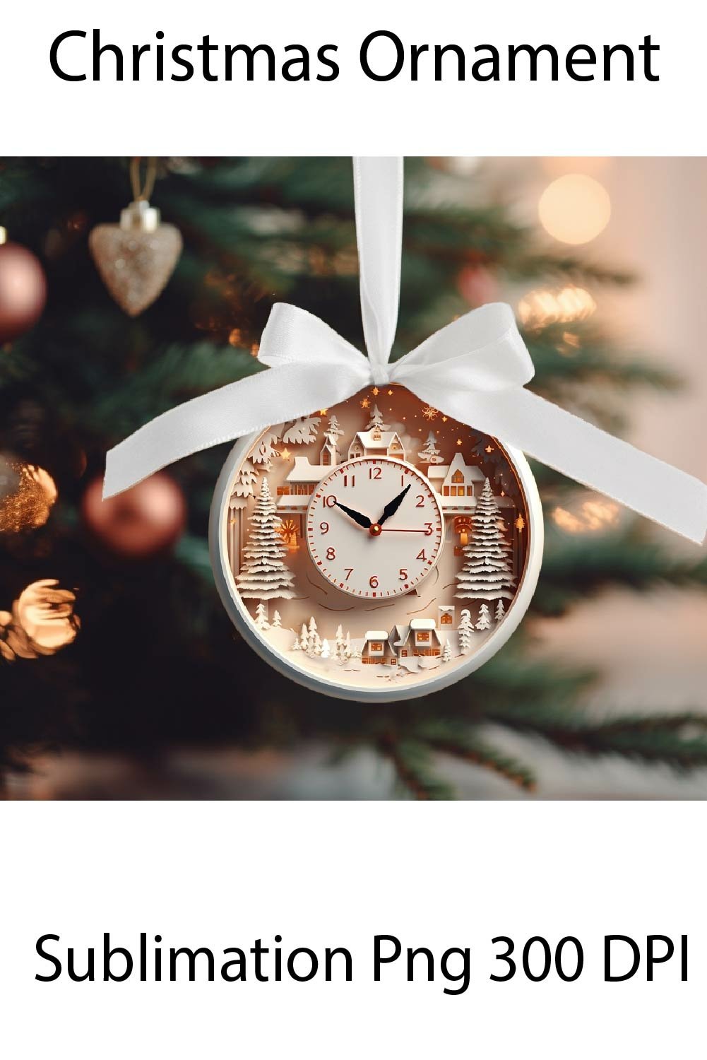 Christmas Ornament. Christmas Clock face. Paper Ornament.