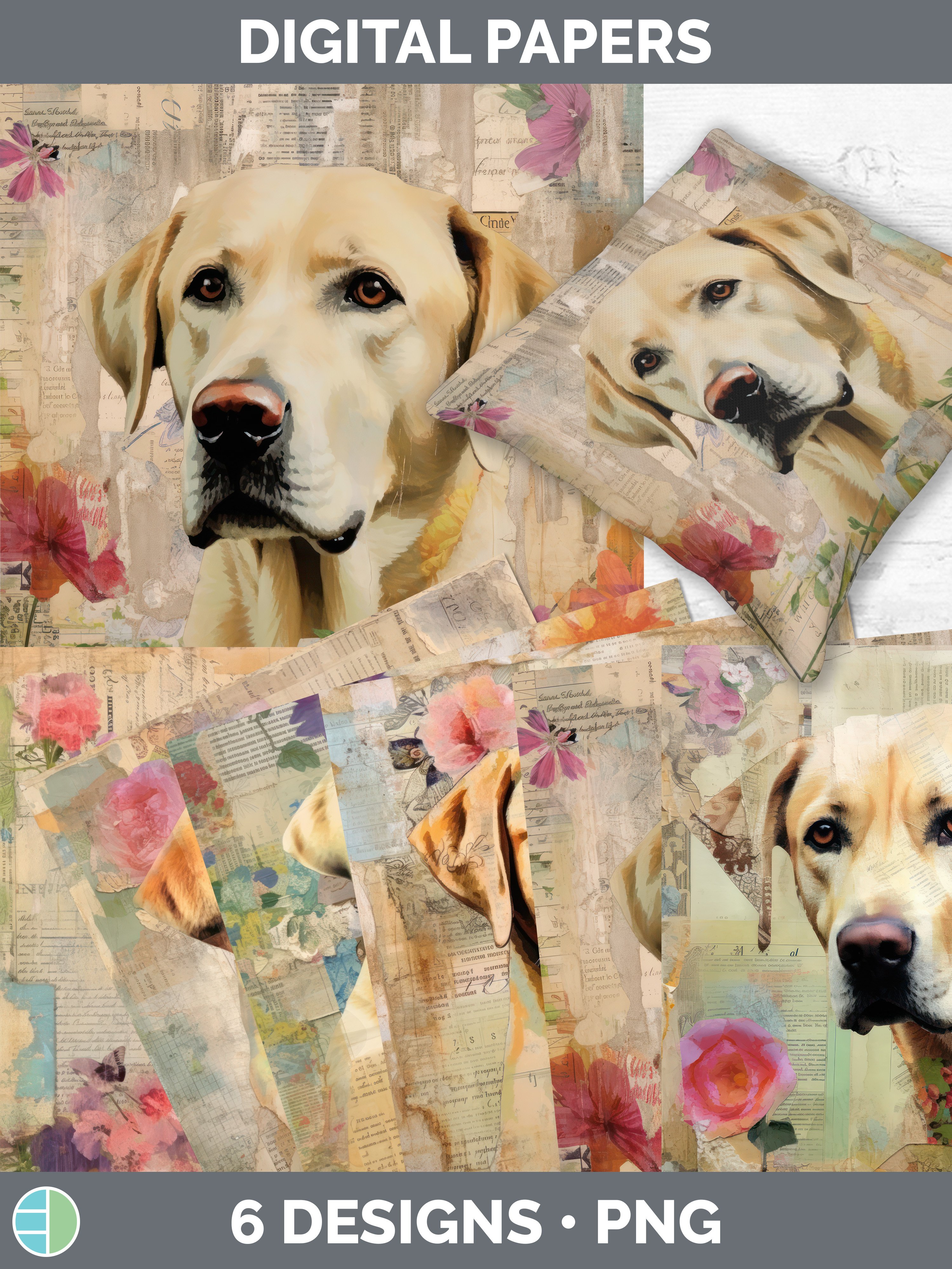 Vintage Labrador Retriever Dog Paper Backgrounds | Digital S
