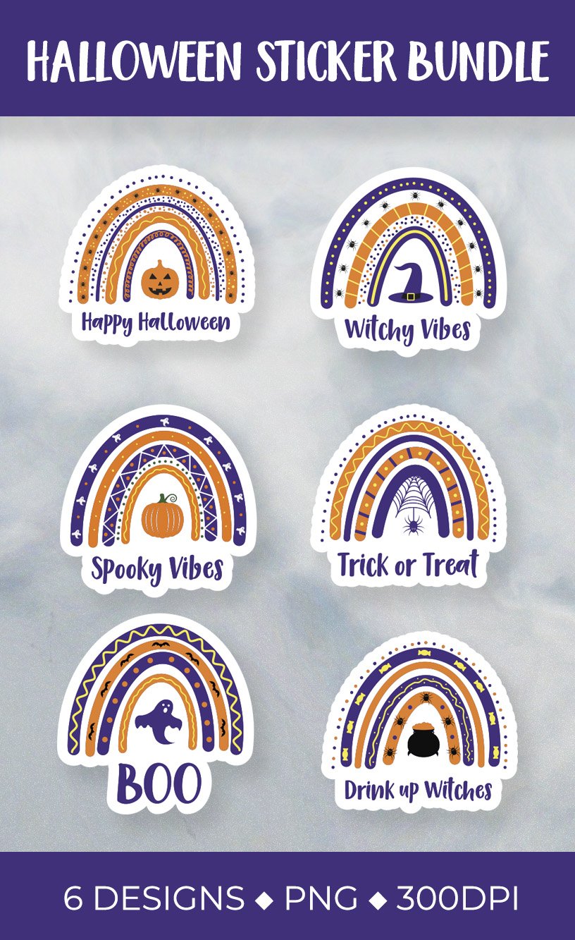 Halloween sticker bundle. Cute Halloween stickers printable.