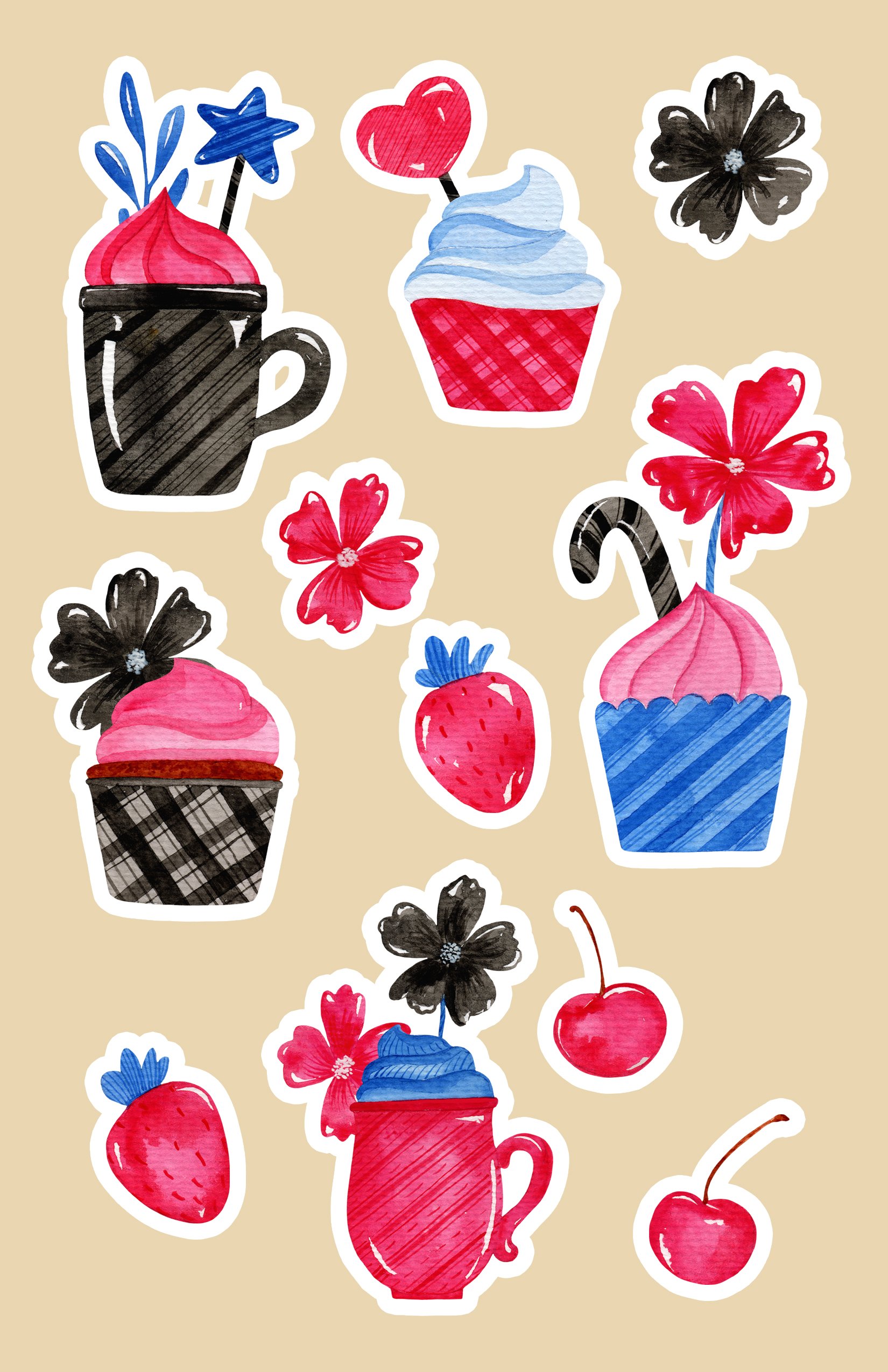 Sweet Cupcakes Sticker Set