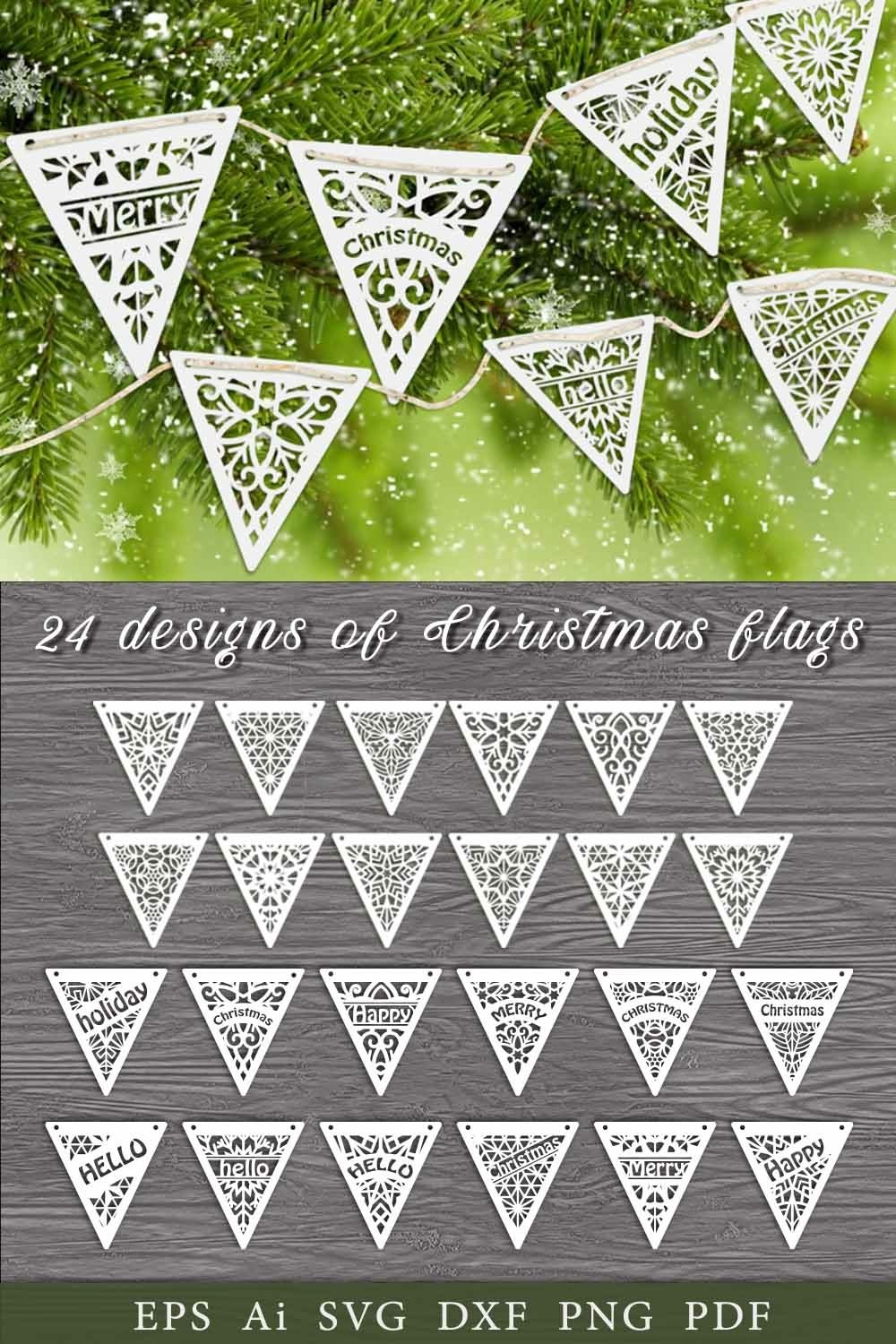 Flags for Christmas garland. File to cut