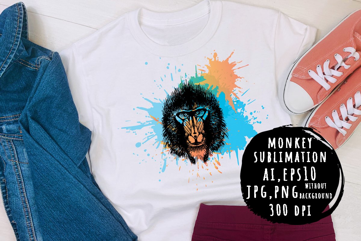 Monkey. Colorful sublimation