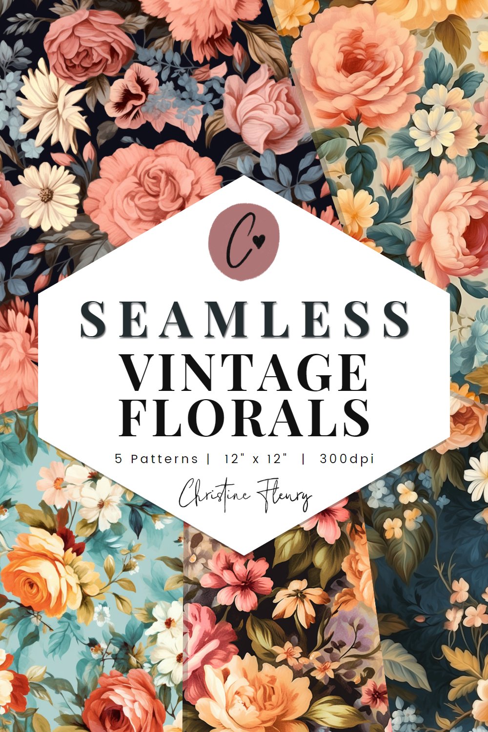 Vintage Florals Digital Paper Mini Pack