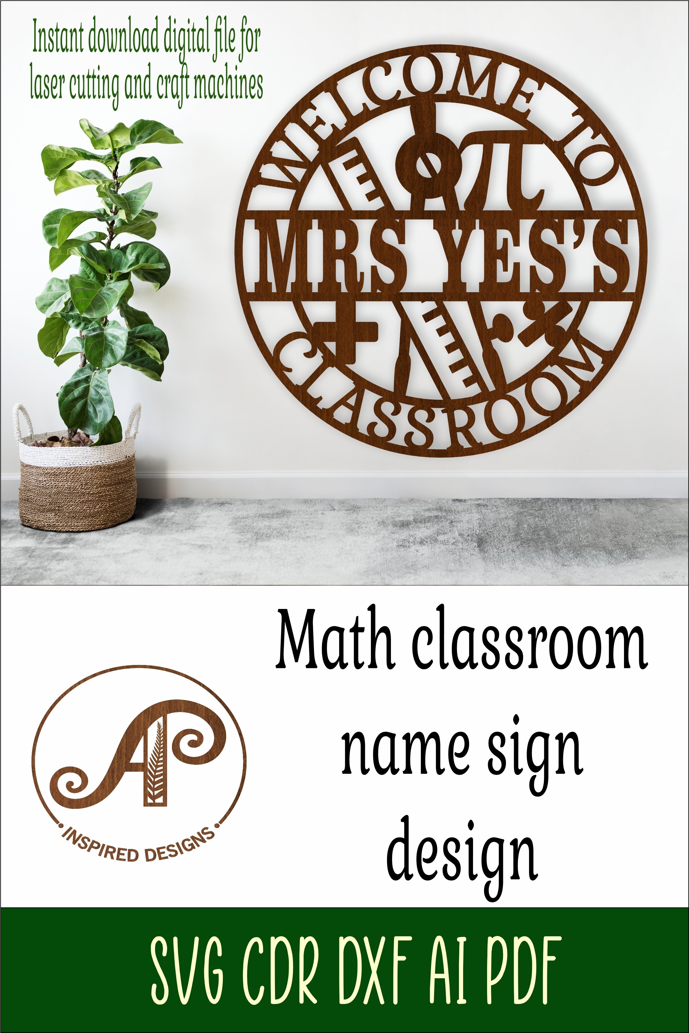 Welcome to Math classroom name wall art sign, SVG file