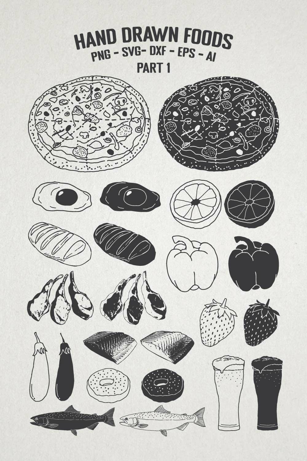 Hand Drawn Food Illustrations in SVG Vector & PNG Clipart