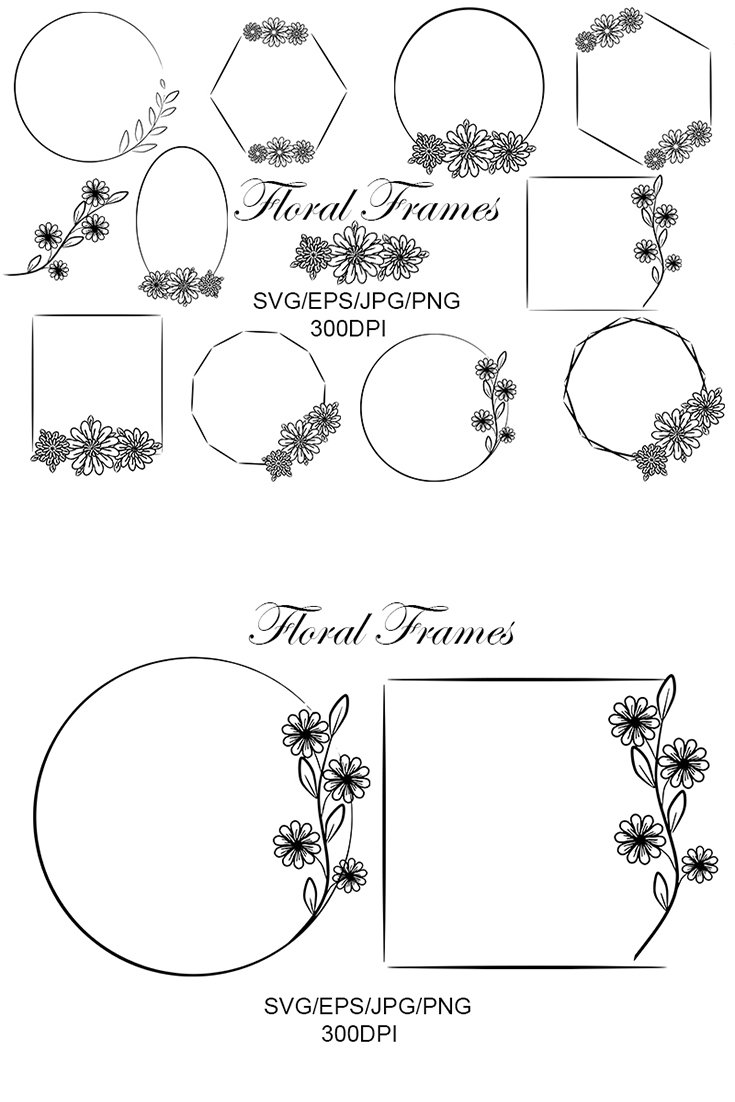 Geometric Floral Frames SVG. Wedding. Flowers. (1597285)