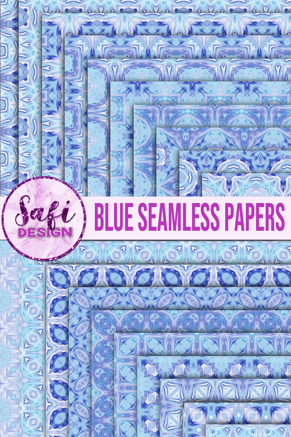 Blue Digital Paper Seamless Patterns | Scrapbook Paper