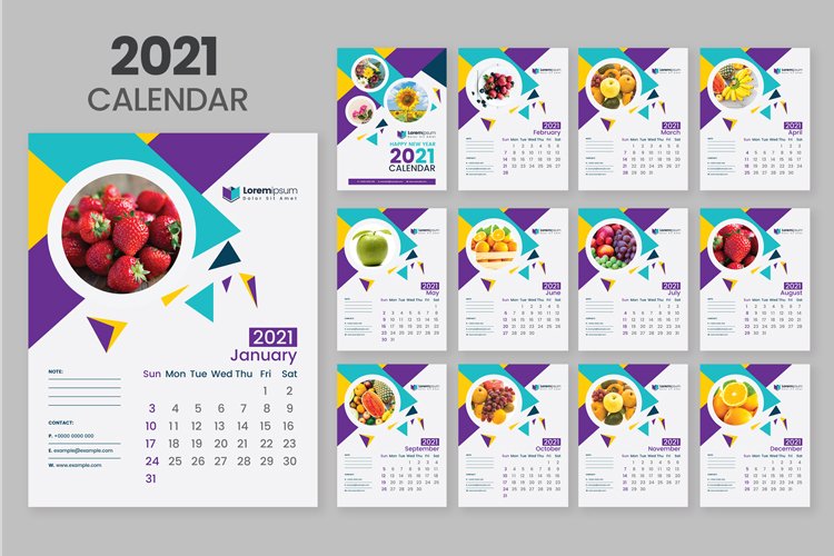 Colorful Wall Calendar 2021