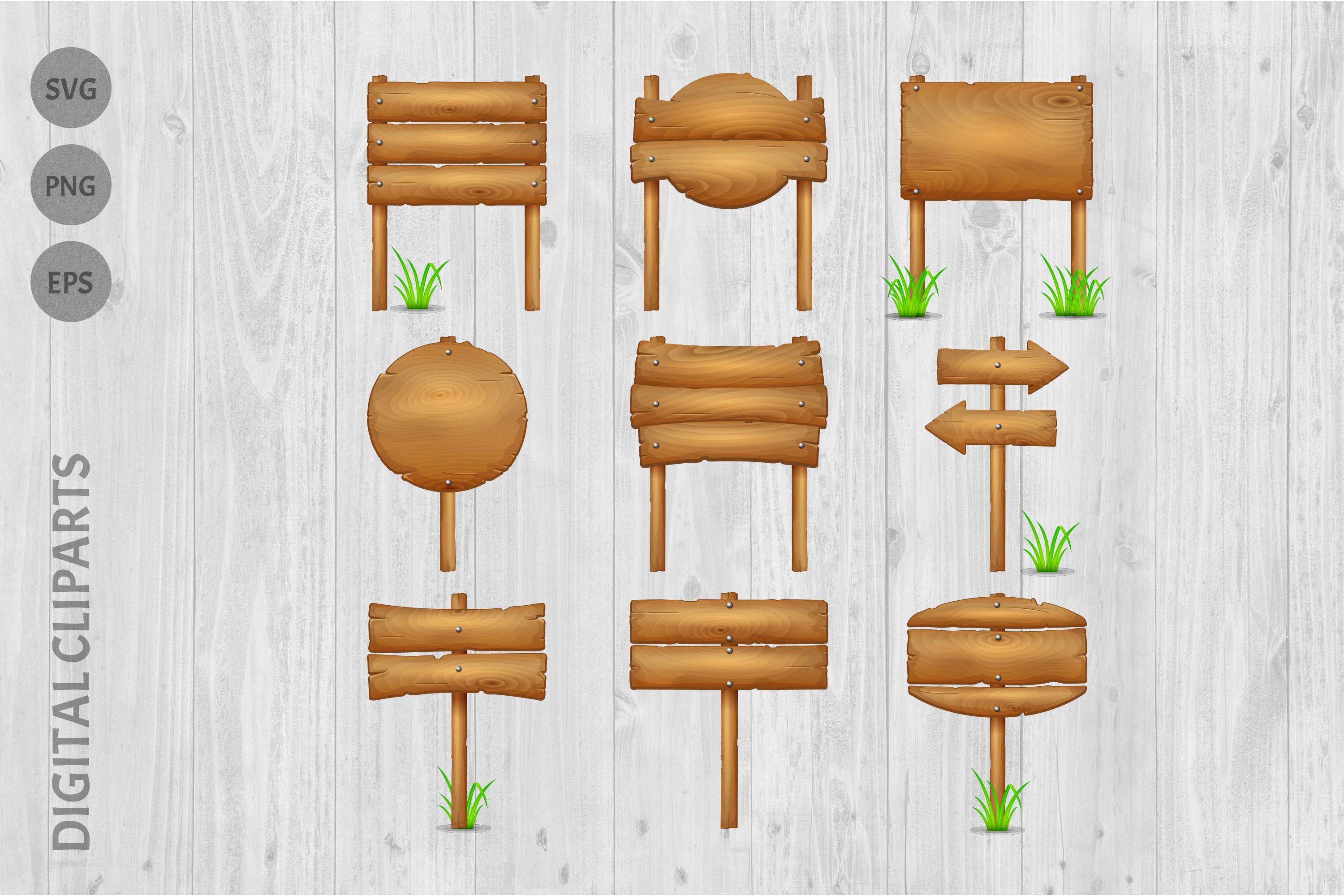 Wooden Signs Vector Set