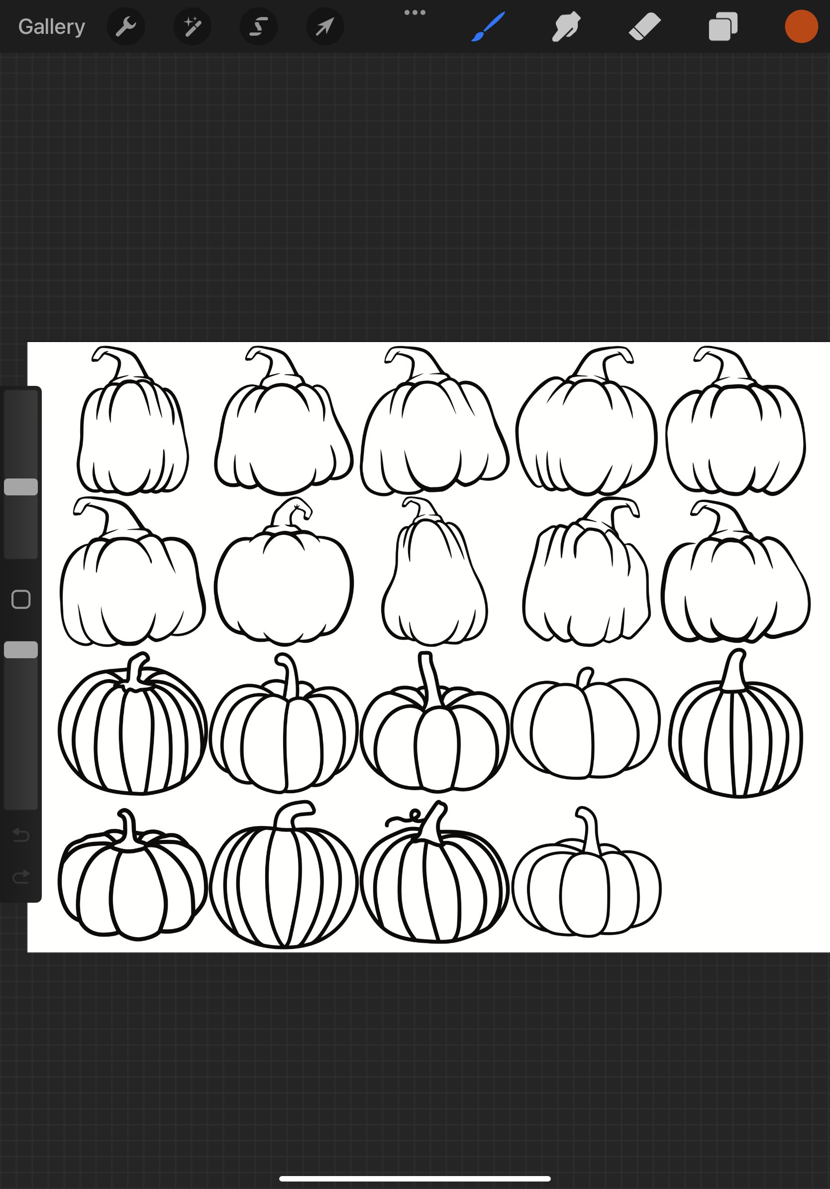 Halloween Pumpkin Procreate Brush Stamps Set 2, 19 Pumpkins