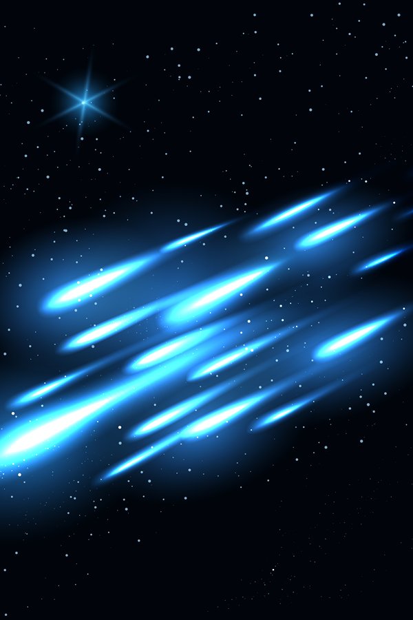 Starry night sky falling stars background