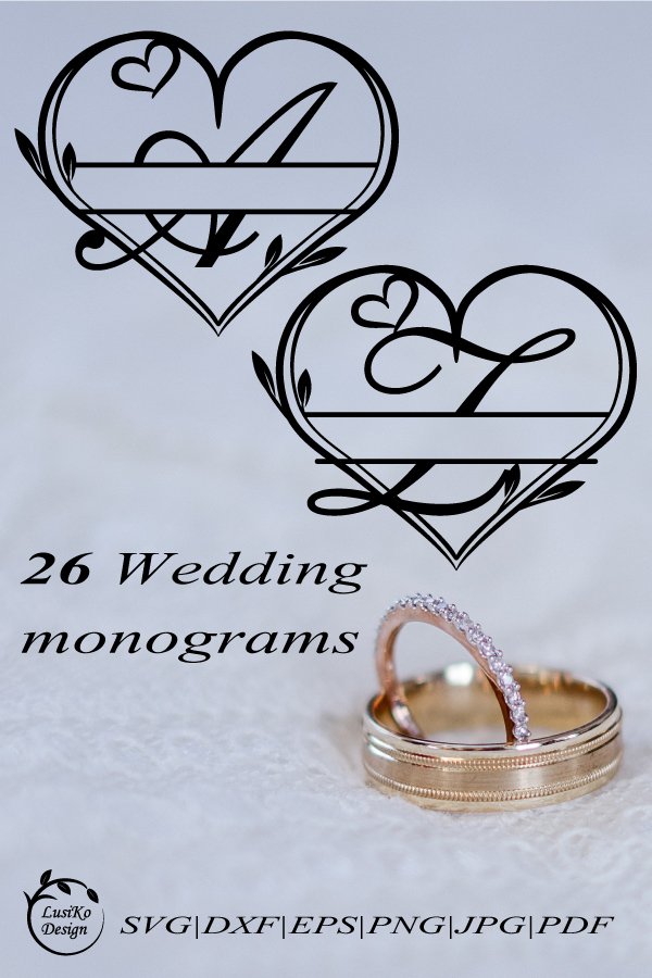 Wedding love monogram logo design SVG PNG valentine gift