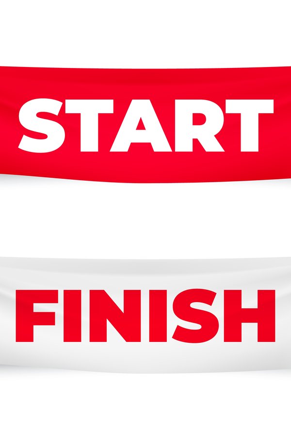 Start and finish realistic banners. Flags for outdoor sport