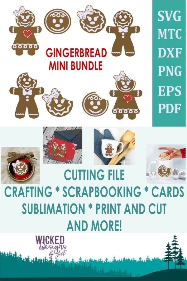 Christmas Gingerbread Cookie MINI BUNDLE 8 SVG Cut FileS
