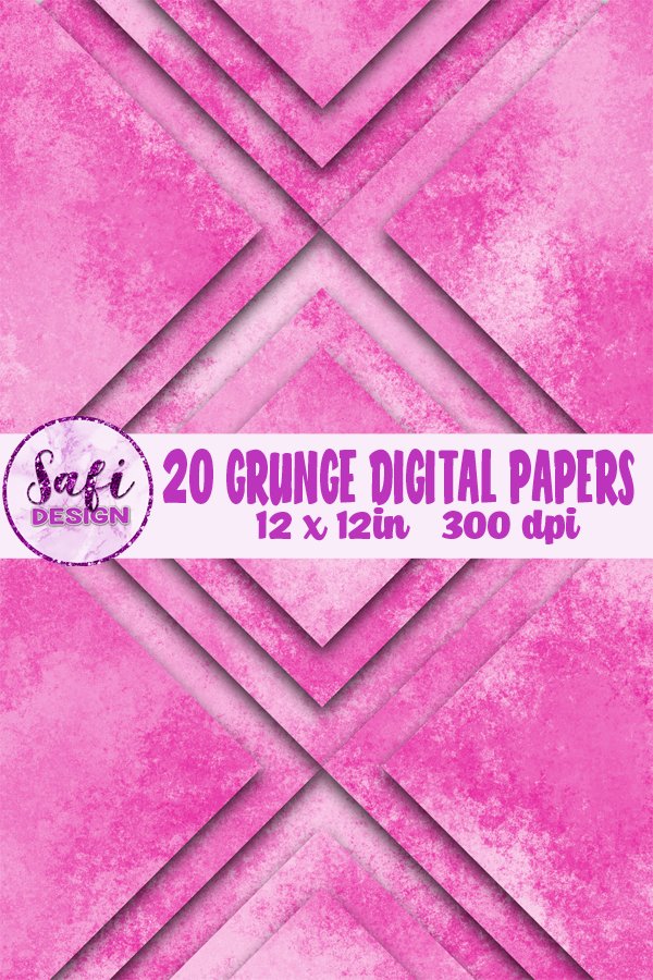 Digital Paper - Hot Pink Grunge Backgrounds