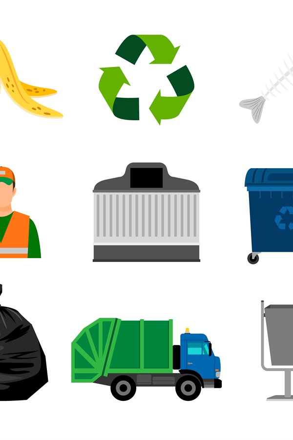 Garbage color icons on white background