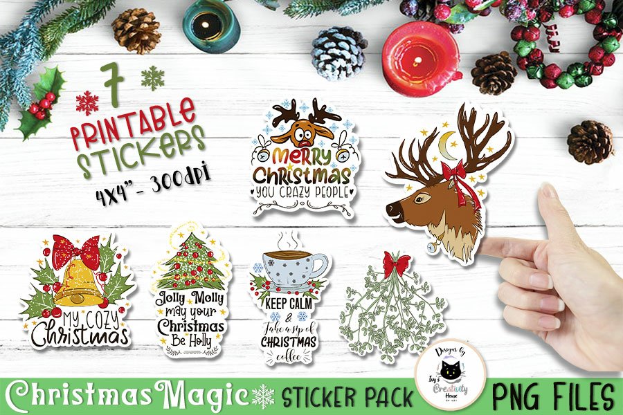 Christmas Printable Stickers | Print and cut