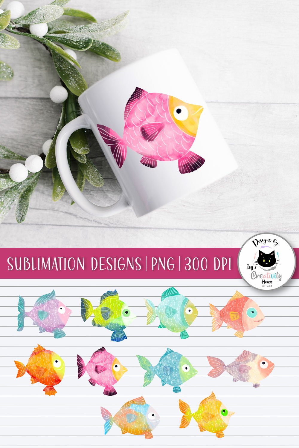 Watercolor Fish Clipart | Summer Clipart For Sublimation