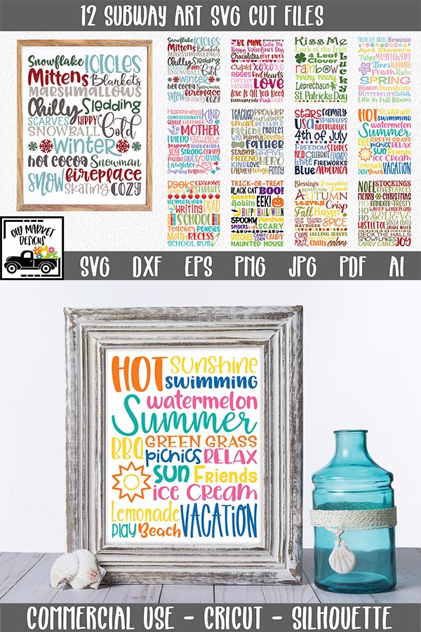 Holiday Subway Art SVG Bundle with 12 SVG Cut (361627)