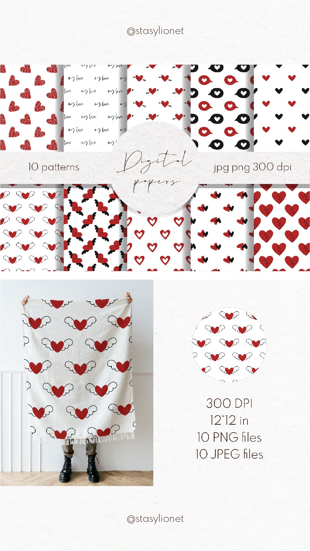Valentines day Seamless Patterns Bundle