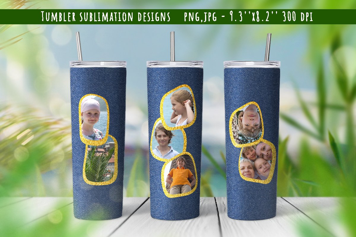 16 Tumbler designs with photo- frames. Classic and universal