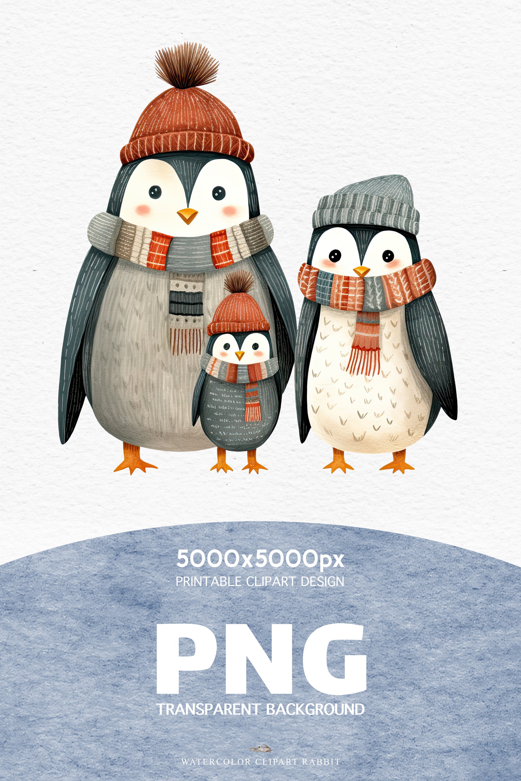 Cute Winter Baby Penguin Crochet Christmas Animals Clipart