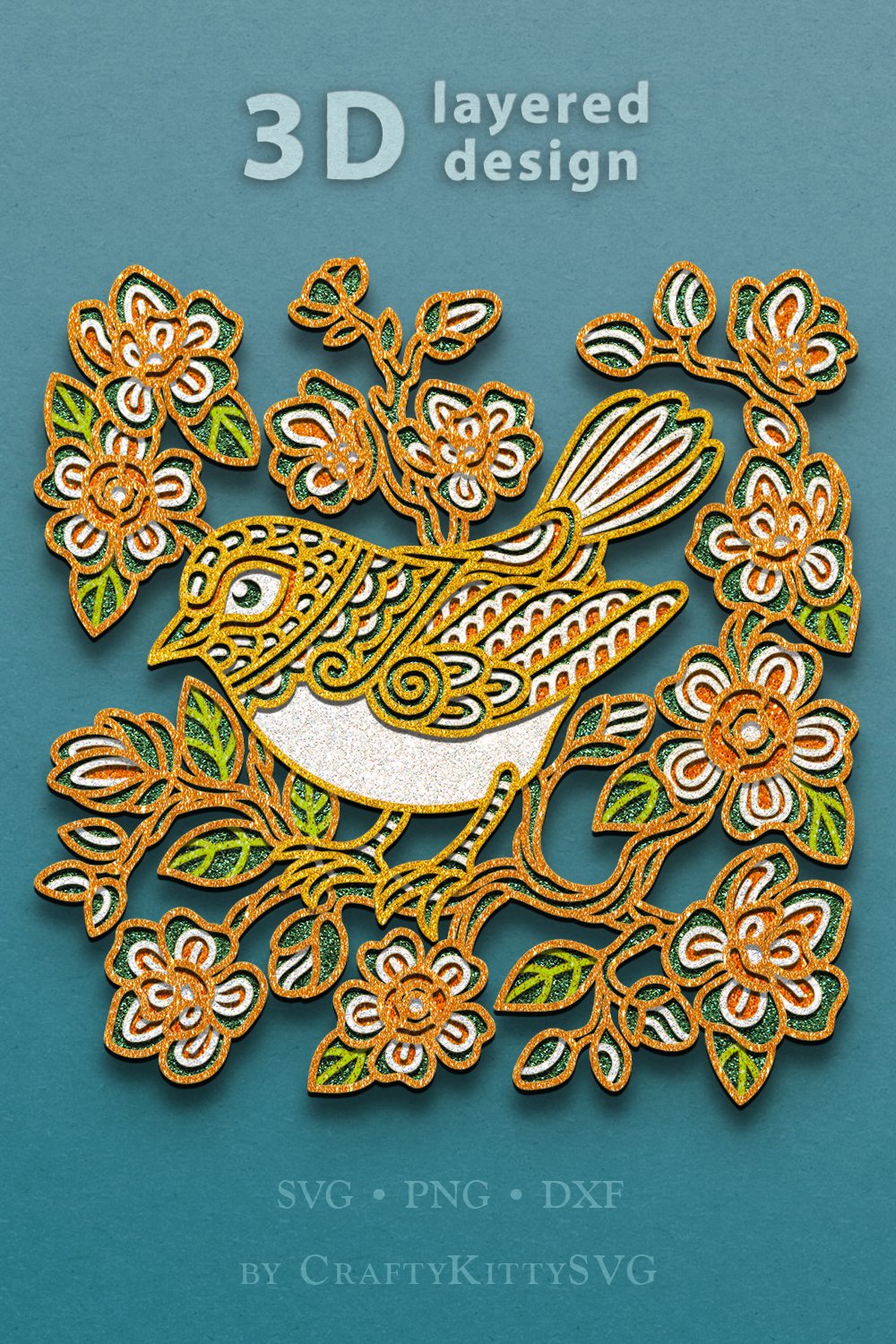3D Sparrow Bird SVG, 3D Bird Paper Cutting, Spring (2126282)