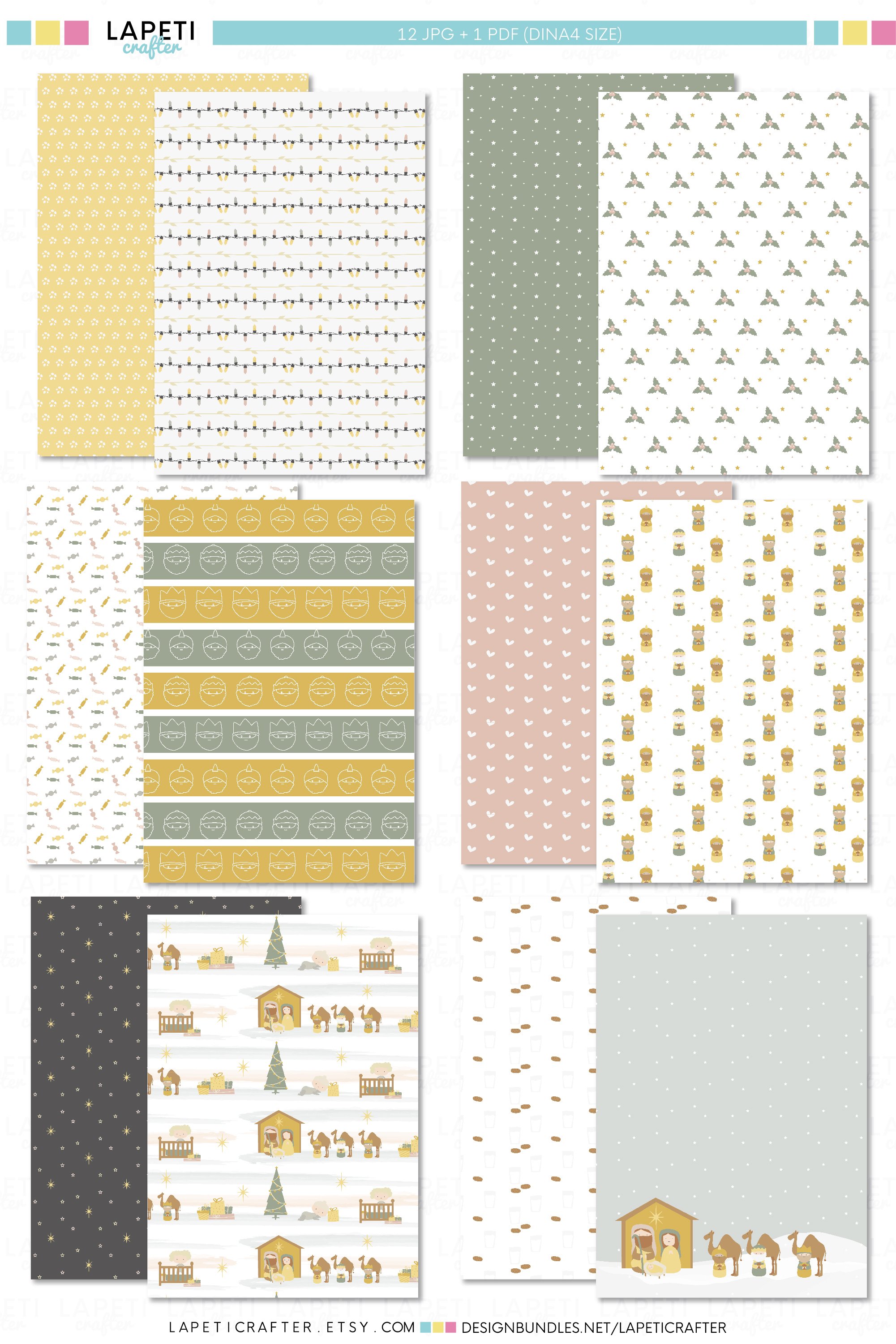 Christmas digital paper for scrapbooking, Nativity paper