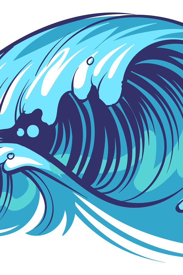 Tidal wave. Ocean beach symbol. Summertime sign