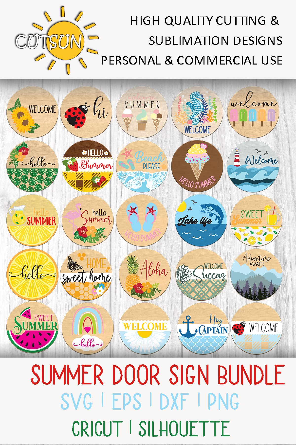Summer Sign SVG Bundle | Summer Round Sign SVG bundle