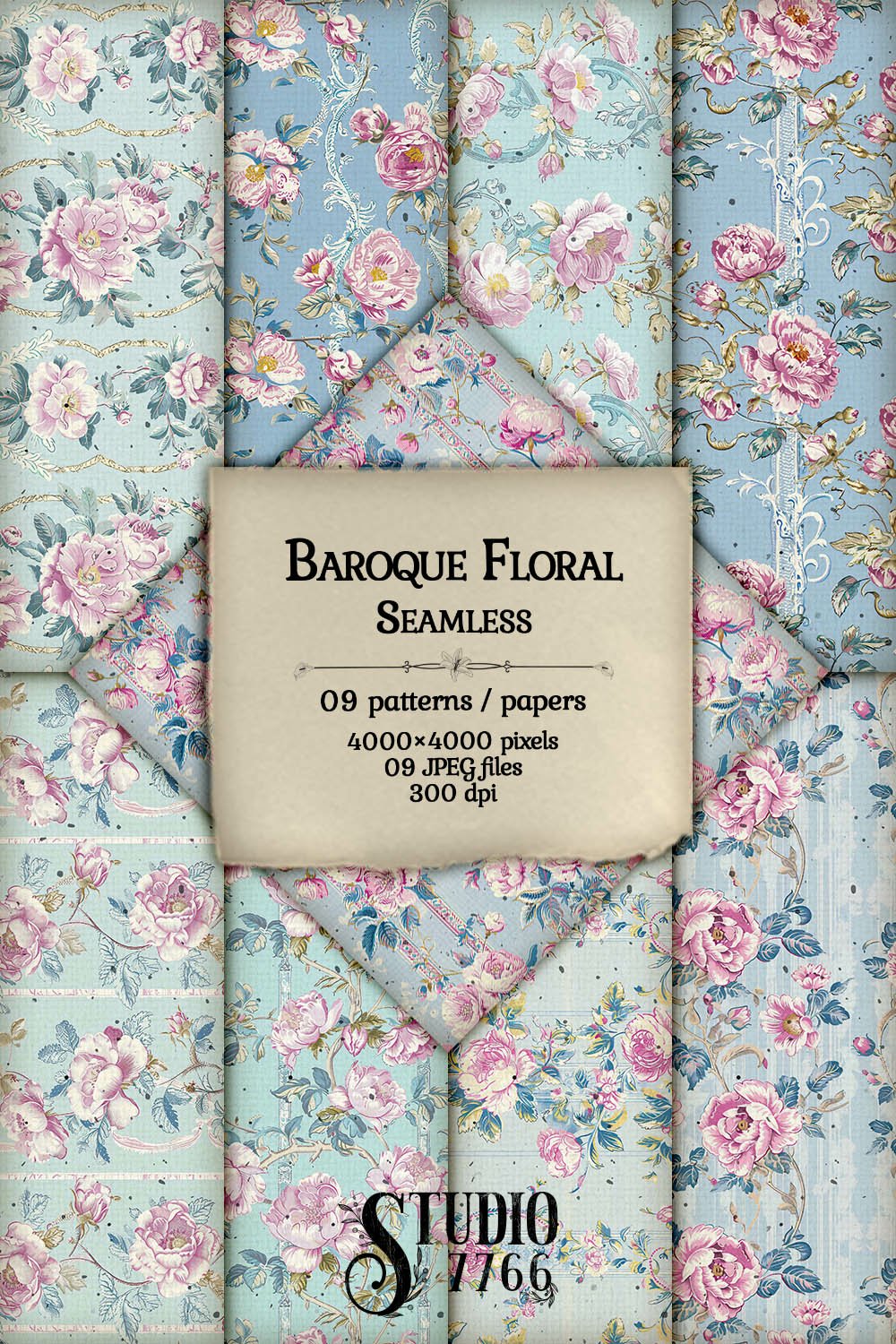 Baroque Floral Seamless Digital Papers