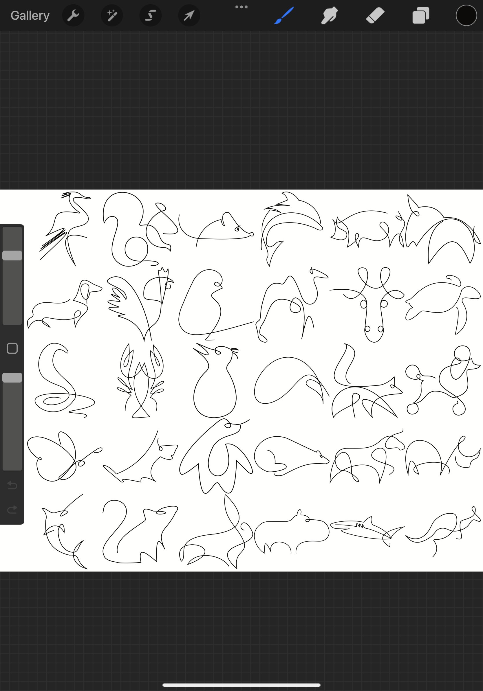 Abstract Animal Line Art Set 1 Procreate Brush Stamps, 30