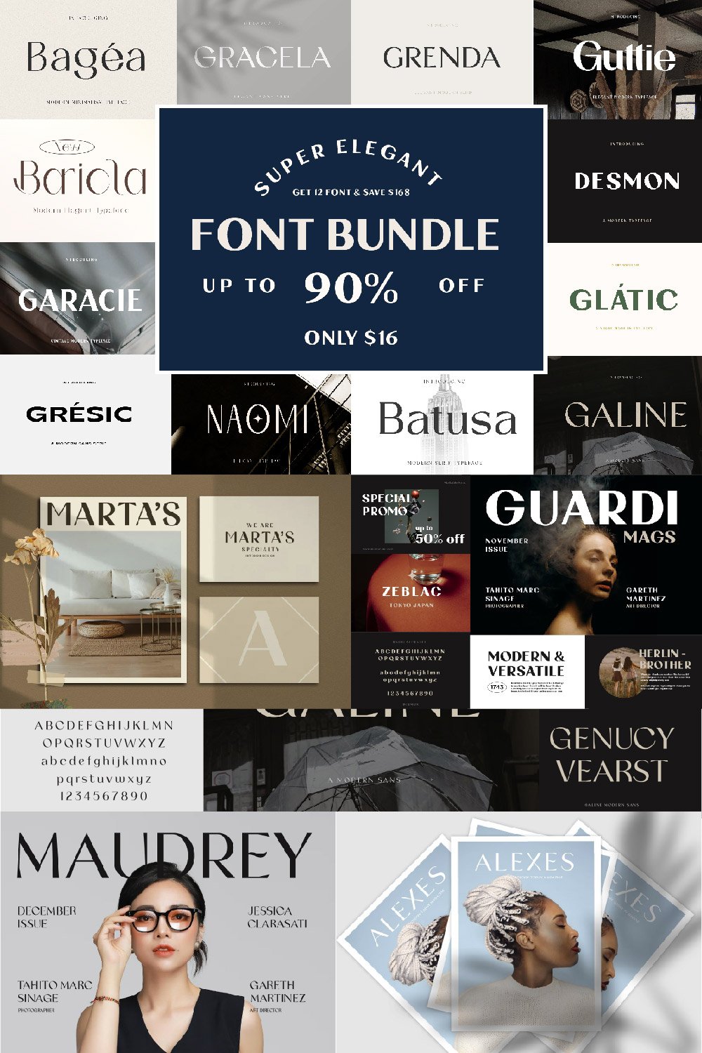 12 Premium Elegant Modern Fonts Bundle - Only $16
