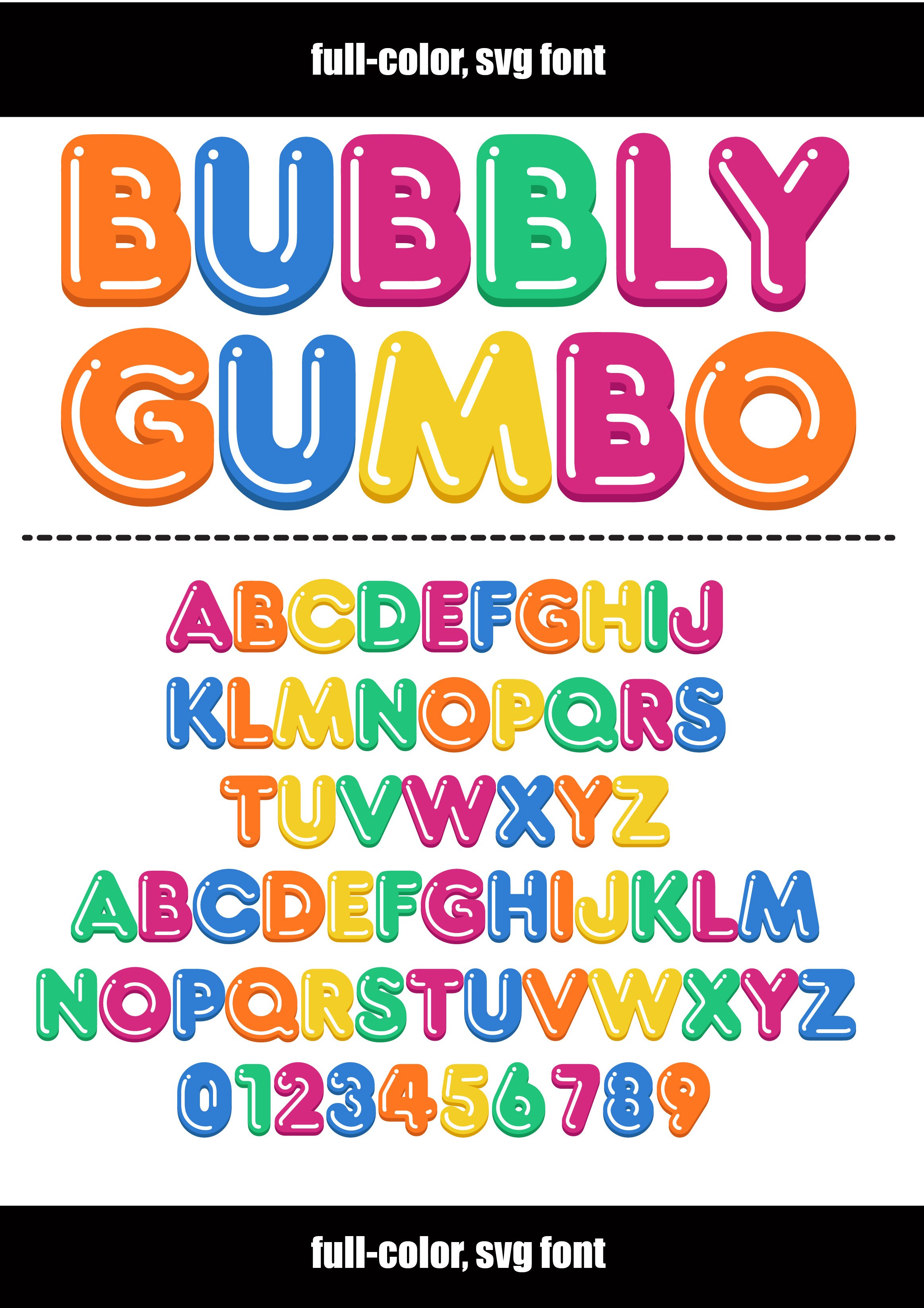Full Color SVG Rainbow Bubbly font