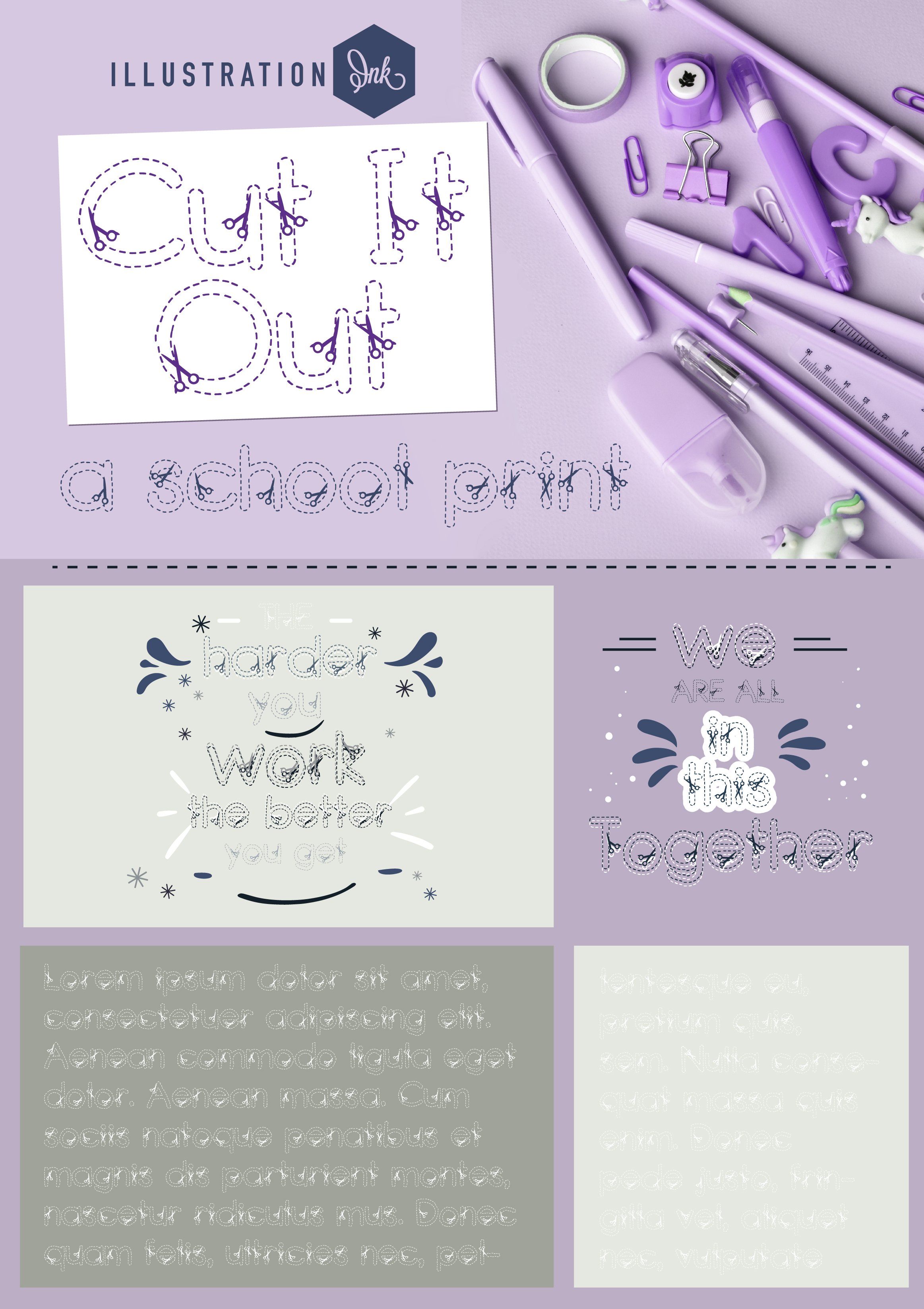 Hand-crafted, youthful school font for teachers and students