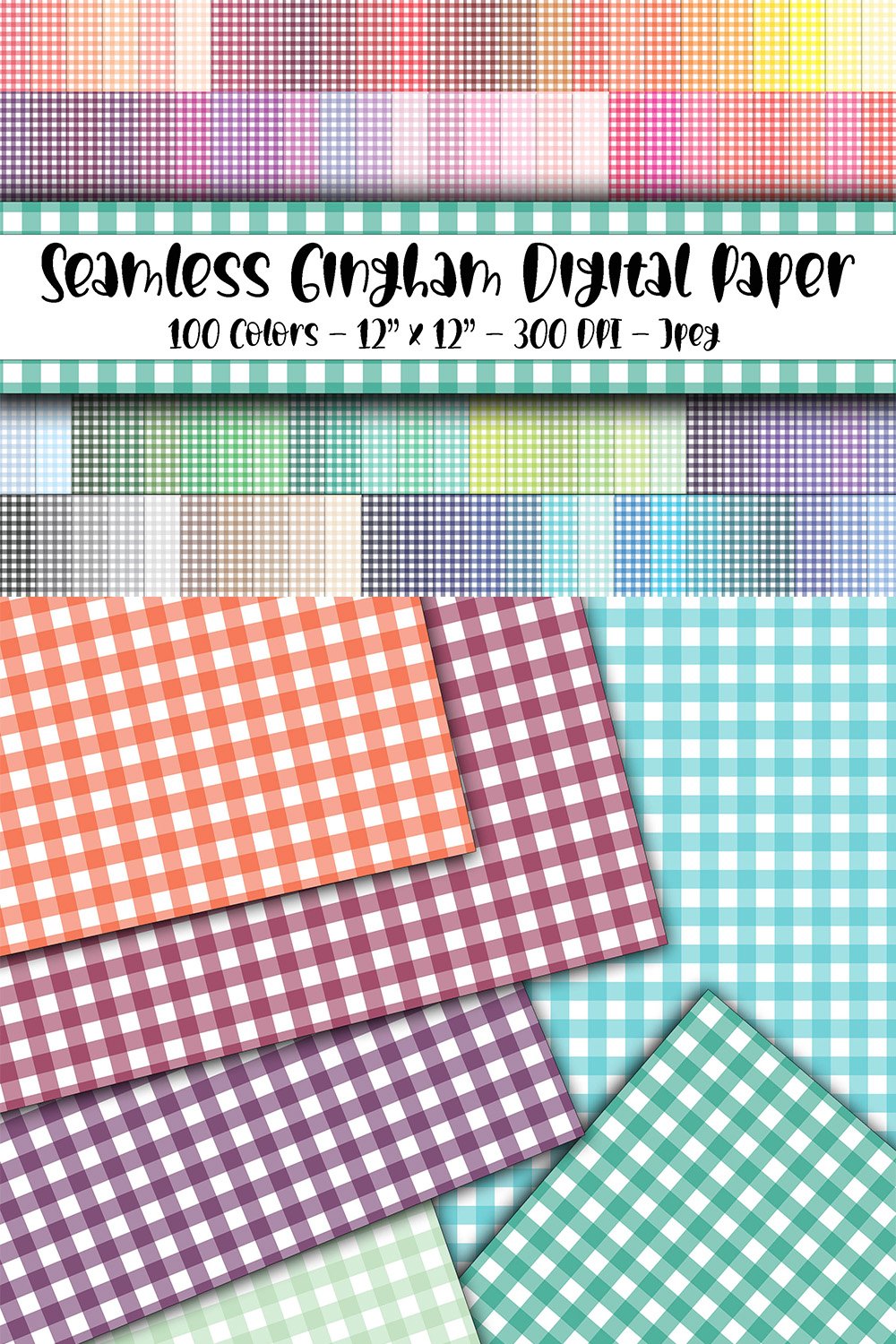 Seamless Gingham Digital Paper - 100 Colors