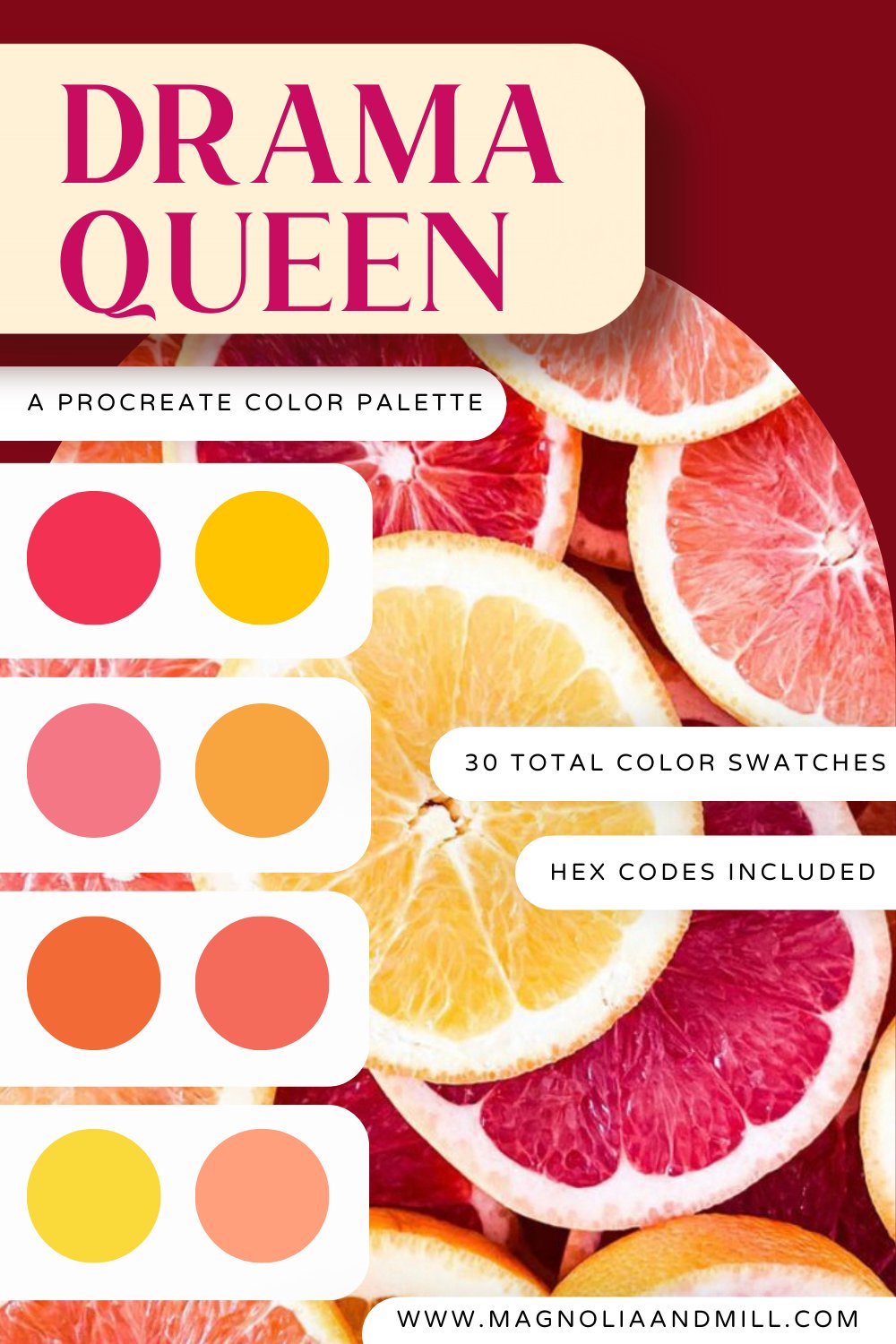 Drama Queen Procreate Color Palette | HEX Codes Included
