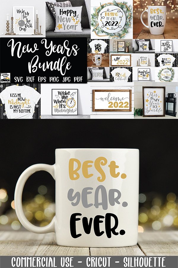 New Year's SVG Bundle with 20 SVG Cut Files (168567) | SVGs | Design ...