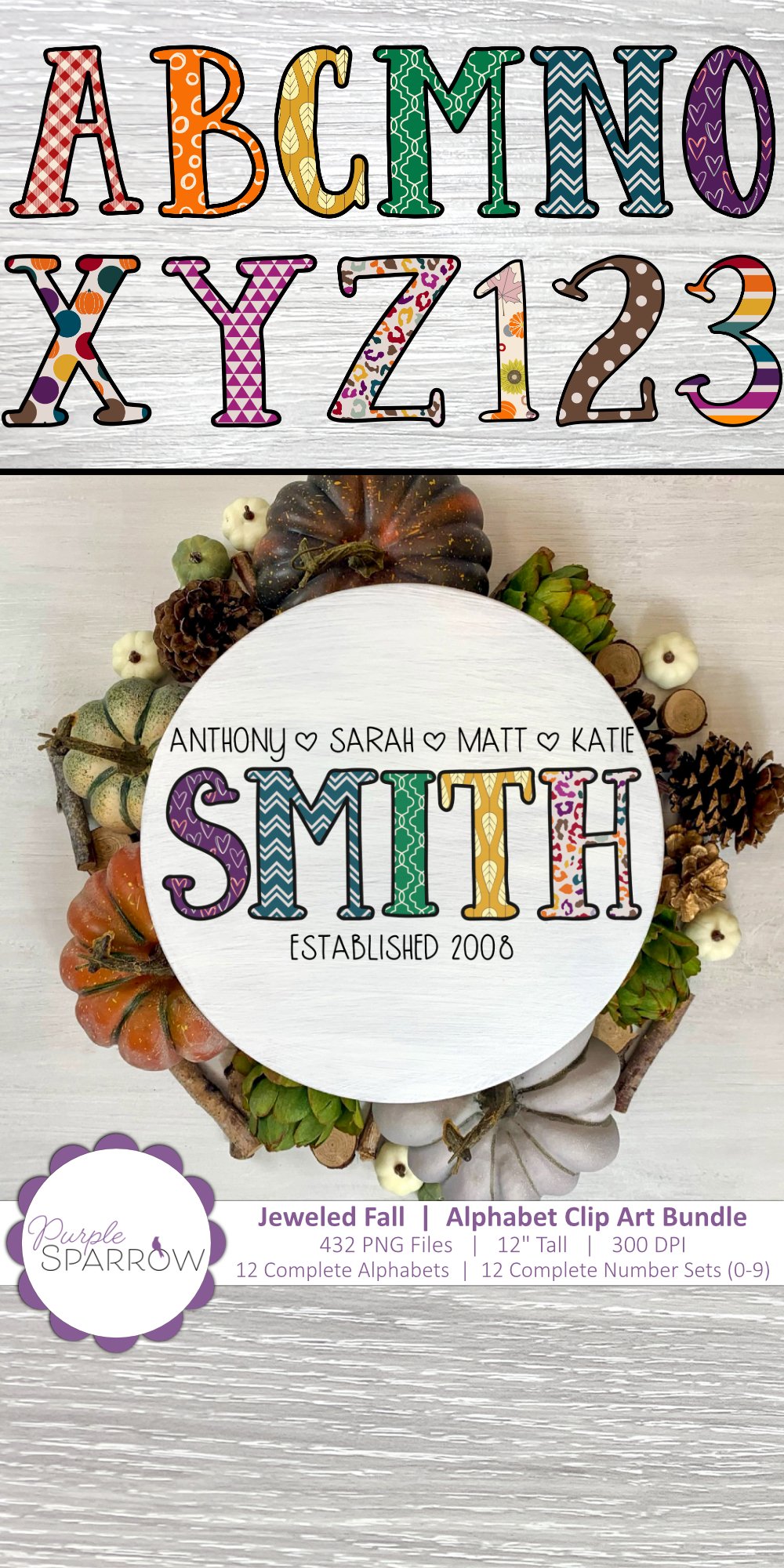 Jeweled Fall | Alphabet Clip Art Bundle | 432 PNG Files!