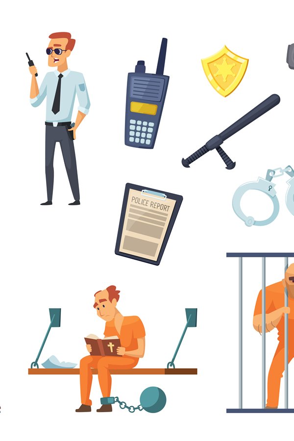 Criminal characters and policemen