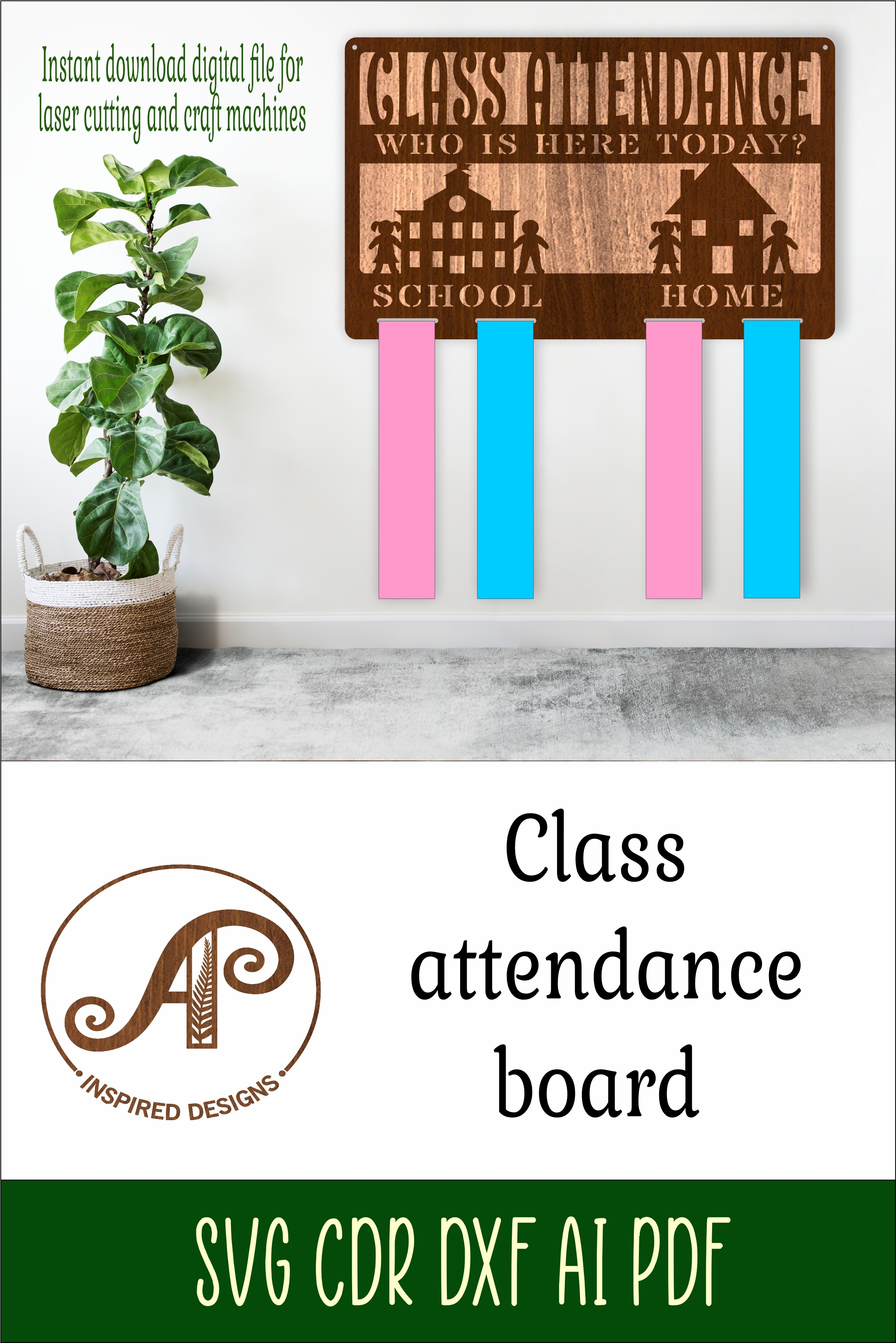 Class attendance board SVG laser cut file (5357341)