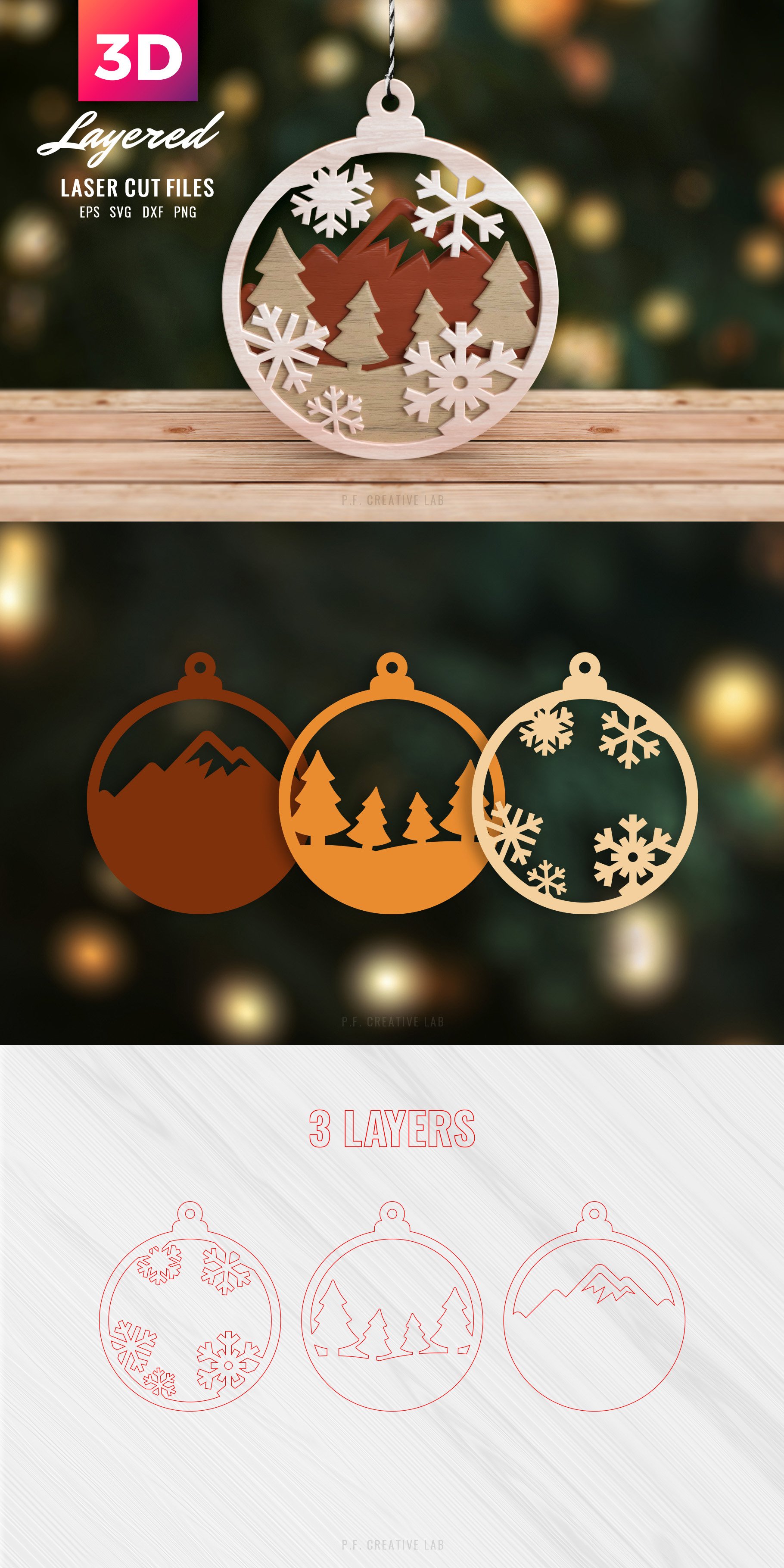 Christmas Tree SVG - Forest 3D Layered Ornament