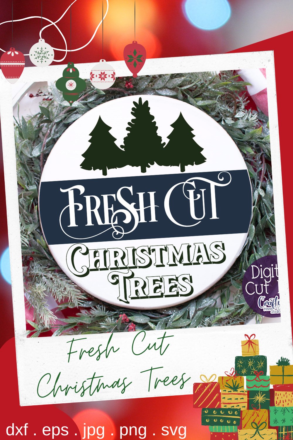 Fresh Cut Christmas Trees Christmas Round Sign Svg