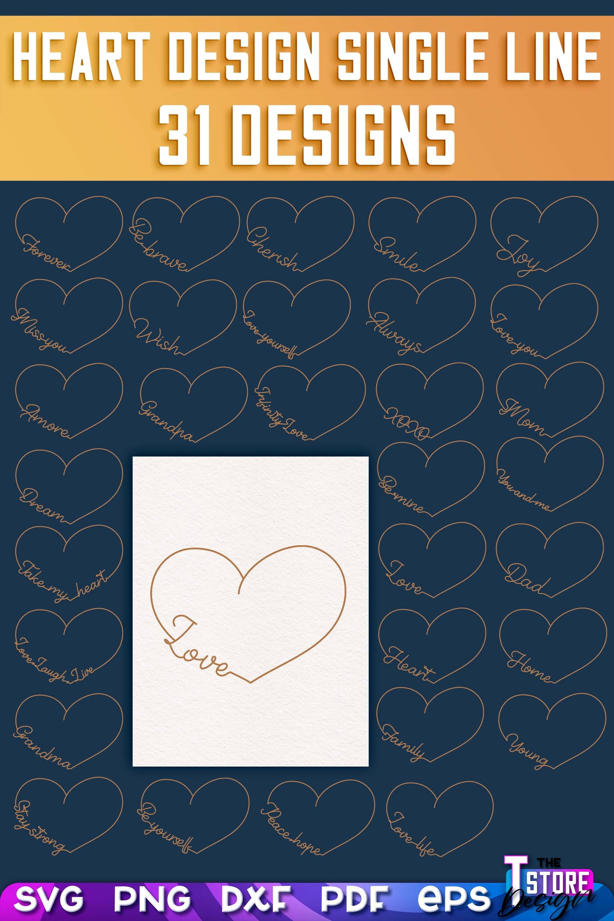 Heart Design Single Line | Heart SVG Bundle | Single Line
