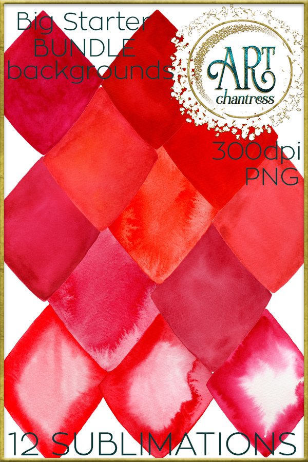 Sublimation Watercolour BUNDLE Red and rosy PNG