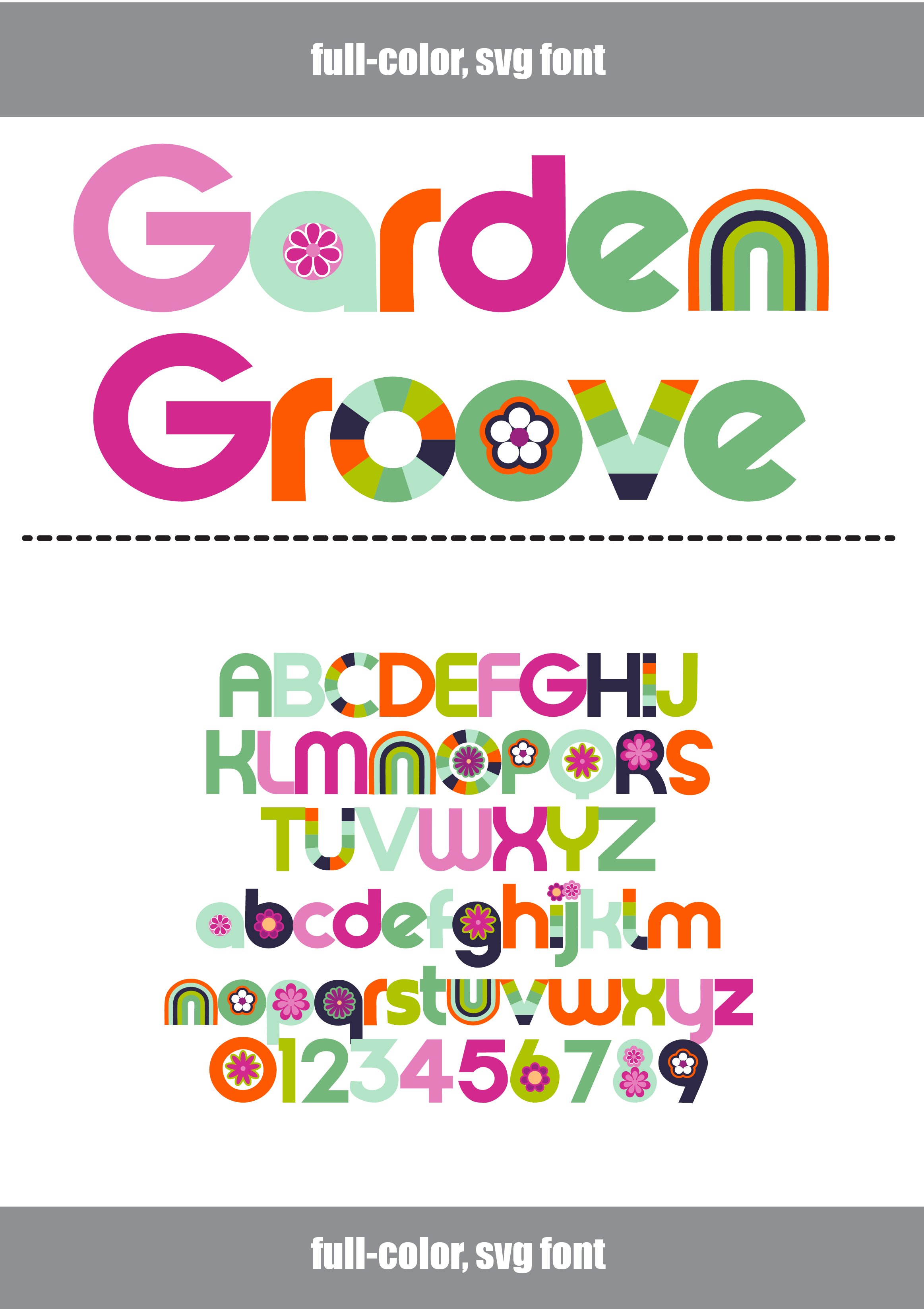 Flower Themed Full Color SVG Font