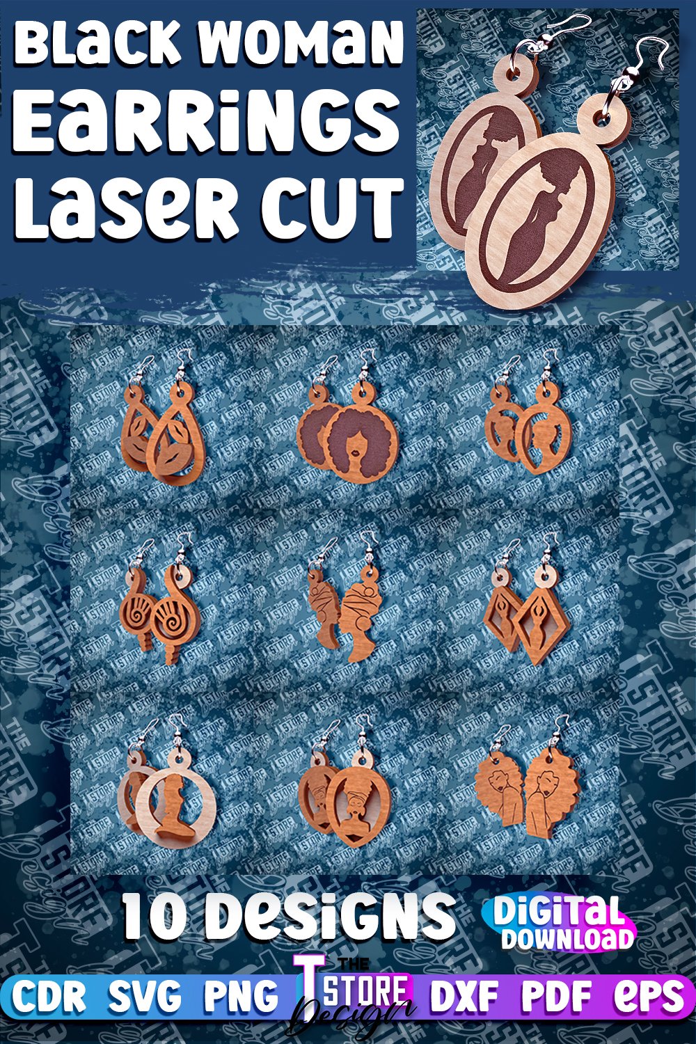 Black Woman Earrings Laser Cut| Afro girl SVG| Afro Earrings